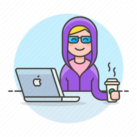 Chillout Coder Coding Coffee Developer Female Hacker Icon