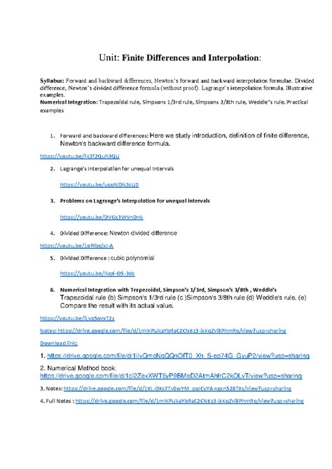Unit Finite Difference Interpolation And Numerical Integration By Dr Jeetendra Unit Finite