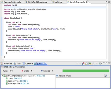 Using Unit Testing Frameworks — Scala Ide 01 Snapshot Documentation