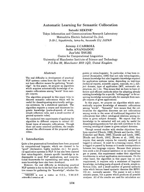 Automatic Learning For Semantic Collocati Pdf Parsing Object