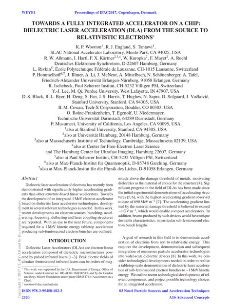 Pdf Towards A Fully Integrated Accelerator On A Chip Dielectric Laser Acceleration Dla From