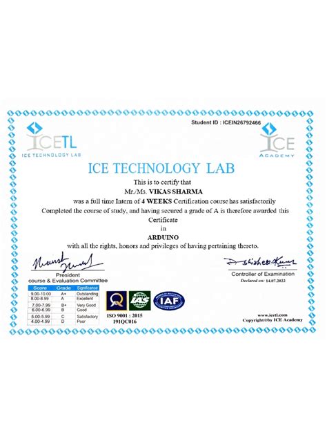 Aurdino Certificate Icetl Pdf