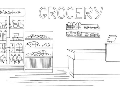 300 Supermarket Checkout Counter Drawing Stock Illustrations Royalty