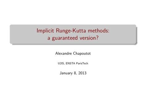 Implicit Runge Kutta Methods A Guaranteed Version PPS