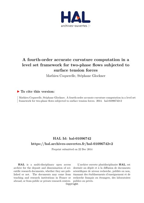 Pdf A Fourth Order Accurate Curvature Computation In A Level Set