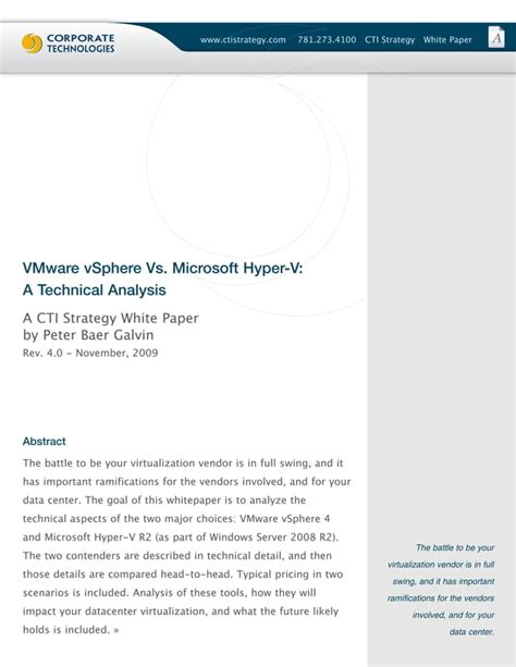 VMware VSphere Vs Microsoft Hyper V A Technical Analysis PDF