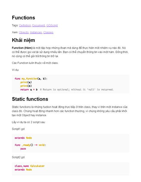 Functions Null Functions Tags Definition Document Gdscript Xem Objects Instances