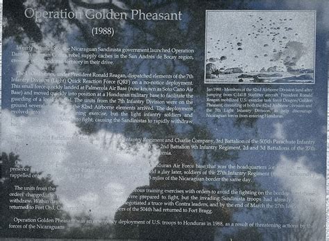 Operation Golden Pheasant 1988 A War Memorial