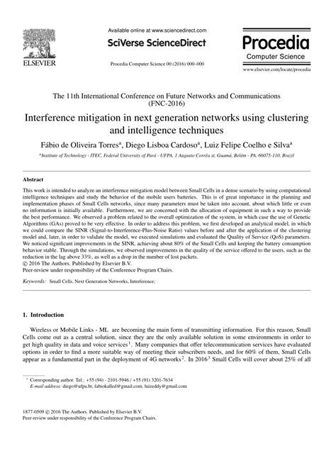 Pdf Interference Mitigation In Next Generation Networks Using Clustering And Intelligence