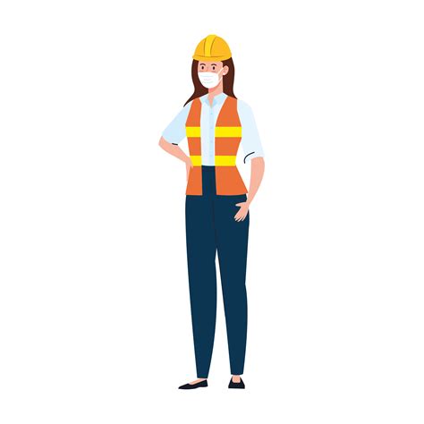 Female Constructer With Mask Vector Design 5163714 Vector Art At Vecteezy