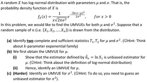 Solved A Random X Has Log Normal Distribution With