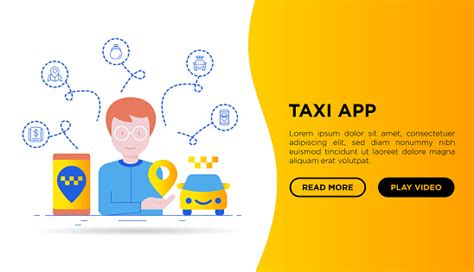 택시 응용 프로그램을 사용하는 남자 얇은 라인 아이콘 웹 페이지 템플릿 지불 방법 프로모션 코드 응용 프로그램 설정 정보 지원 서비스 전화 번호 위치 포인터 경로 대상 벡터