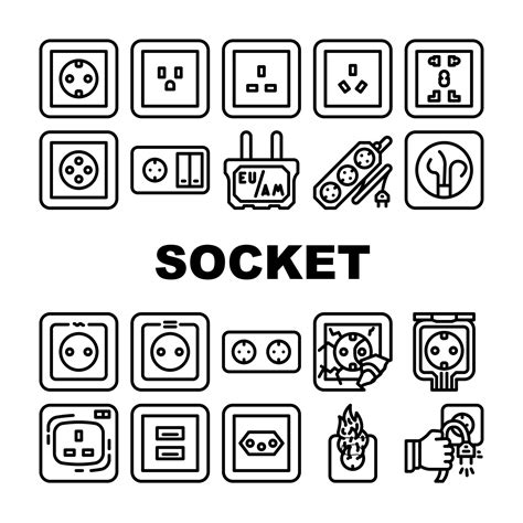 Socket Power Electrical Accessory Icons Set Vector 7978206 Vector Art