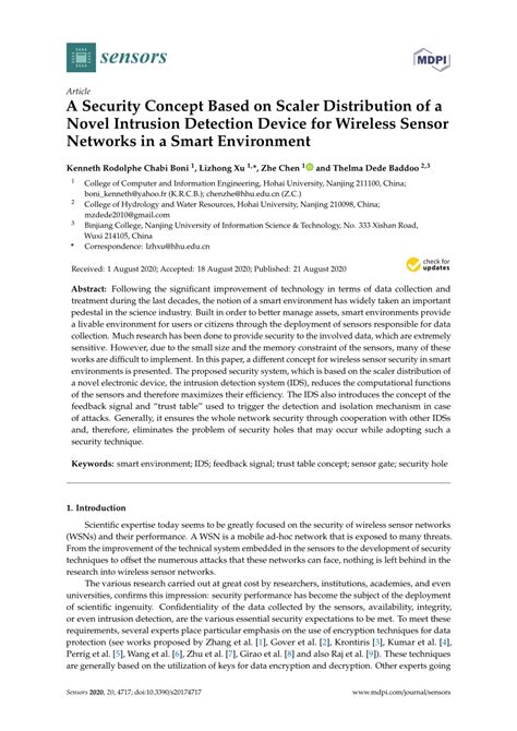 Pdf A Security Concept Based On Scaler Distribution Of A Novel Intrusion Detection Device For