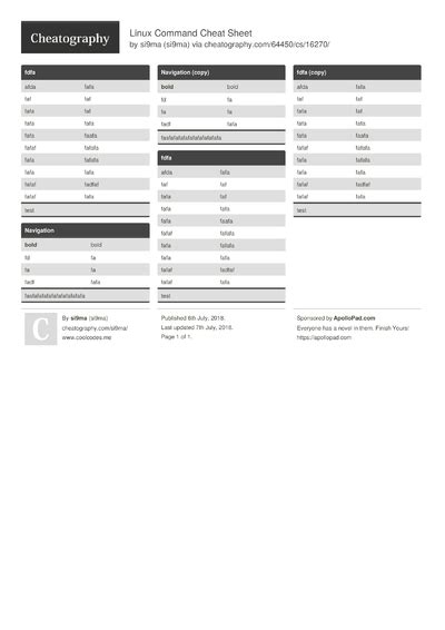 Cheat Sheets Matching Linux Cheat Sheets For