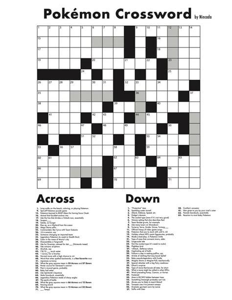 Printable Pokemon Crossword Puzzles Printablelib