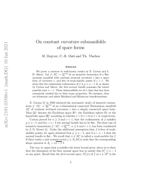 Pdf On Constant Curvature Submanifolds Of Space Forms