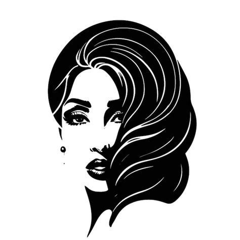 Czarno Bia A Ilustracja Twarzy Kobiety Pi Kna Dama Grafika Liniowa Lub Logo Premium Wektor
