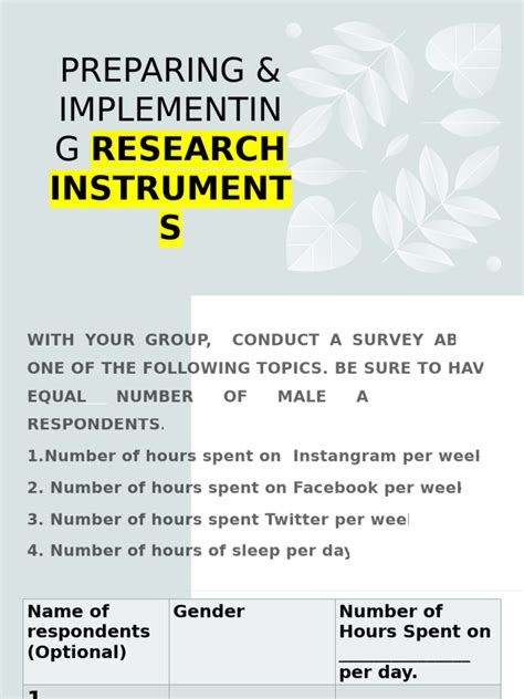 Preparing Implementing Research Instruments Pdf Survey Methodology Questionnaire