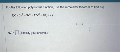 Solved For The Following Polynomial Function Use The Chegg