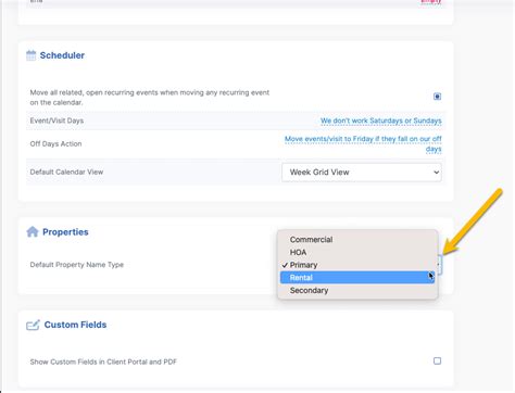 default property name drop down settings copilot knowledge base