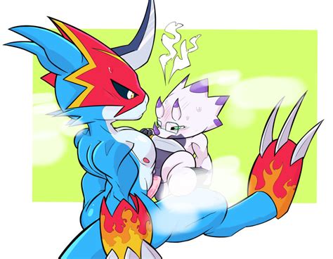 Rule 34 Absurd Res Anthro Armor Balls Bandai Namco Blue Body Blush Digimon Digimon Species