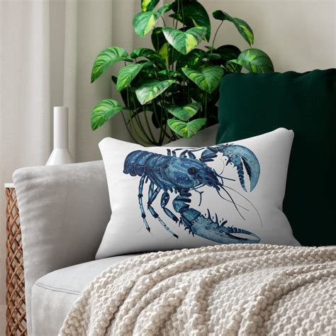Single Lobster Pillow Lobster Decor Coastal Pillows Beach Cottage