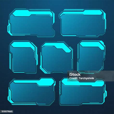 Éléments Hud Ou Ui Futuristes Bleus Zones De Texte De Linterface