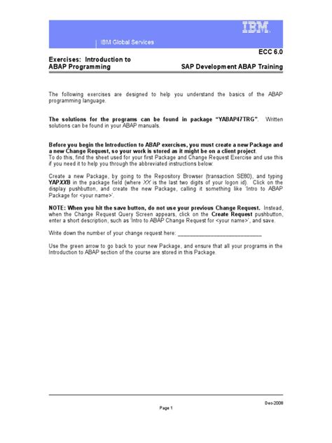 16 Intro To Abap Exercises Pdf Page Layout Databases