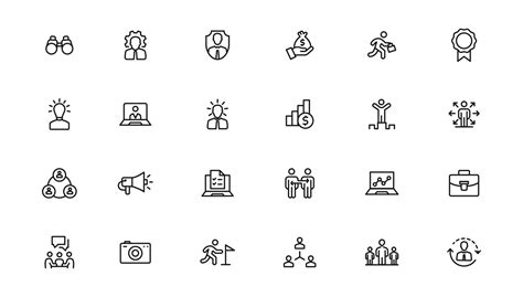 Business And Management Line Icons Set Management Icon Collection