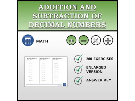 Addition And Subtraction Of Decimal Numbers Printable Worksheet Teaching Resources