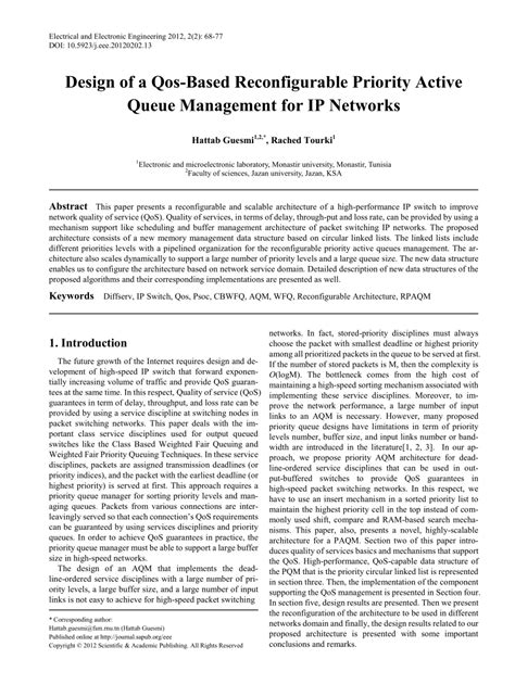 pdf design of a qos based reconfigurable priority active queue
