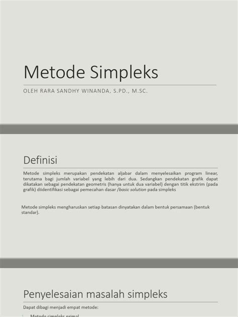 Pertemuan 4 Metode Simpleks Pdf