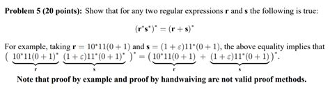 Solved Show That For Any Two Regular Expressions R And S Chegg