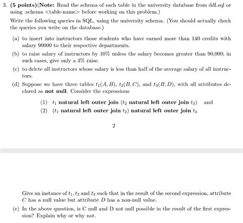 [solved] 3 5 points note read the schema of each tabl