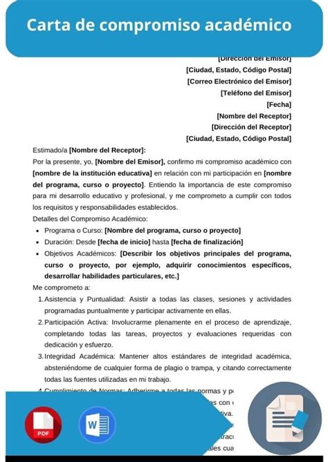Carta De Compromiso Escolar 【 Word Pdf