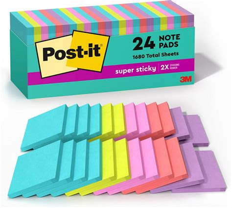 Brandclub Post It Super Sticky Notes 24 Sticky Note Pads 3 X 3 In School Supplies Office