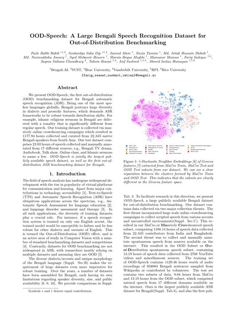 Pdf Ood Speech A Large Bengali Speech Recognition Dataset For Out Of Distribution Benchmarking