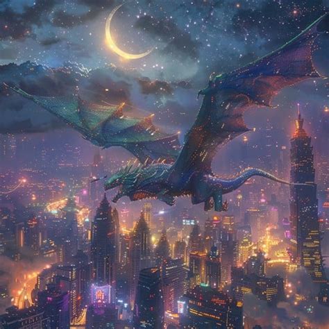Free Dragon Over City Image Dragon City Fantasy Download At Stockcake