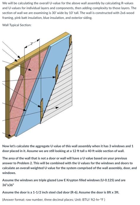 Solved We Will Be Calculating The Overall U Value For The