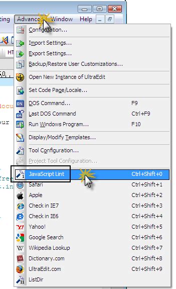Configure Ue W Javascript Lint Ultraedit Powertips