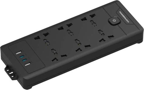 Powerology Power Strip 2500w Rated Power 3m Cord 6 Universal Ac Socket 2 Usb A 2 Usb C