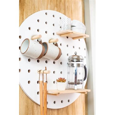 Buy Round Wooden Pegboard Shelf Display White Matte Large Round