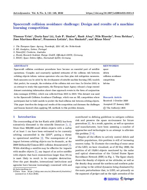 Pdf Spacecraft Collision Avoidance Challenge Design And Results Of A