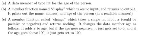 Solved Exercise Write A Class Named Person That Represents Chegg