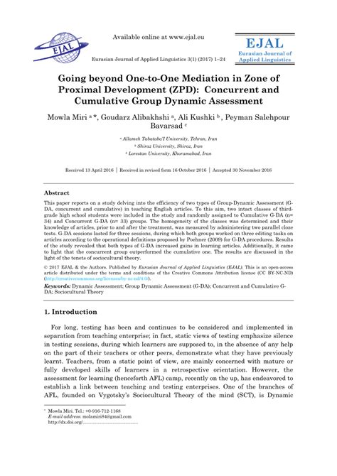 Pdf Going Beyond One To One Mediation In Zone Of Proximal Development Zpd Concurrent And