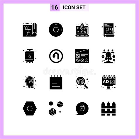 Solid Glyph Pack Of 16 Universal Symbols Of Power Energy Laptop Cook
