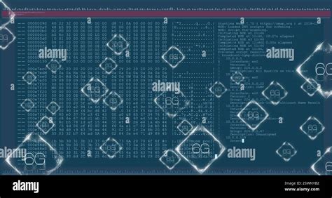 Image Of 5g And 6g Text Digital Data Processing Over Computer Screens
