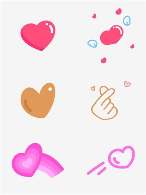 만화 일러스트 귀여운 발렌타인 사랑 스티커 장식 요소 사랑 심장 사랑 요소 Png 일러스트 및 벡터 에 대한 무료