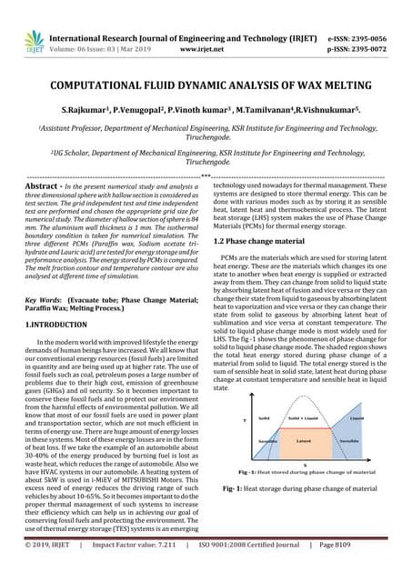 Irjet Computational Fluid Dynamic Analysis Of Wax Melting Pdf
